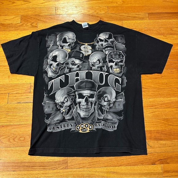 Liquid Blue | Shirts | Vtg Y2k Liquid Blue Thug Hustlin Gangster Skulls ...